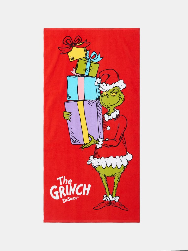 Sinsay - Dětská bavlněná osuška s vánočním potiskem Grinch - červená