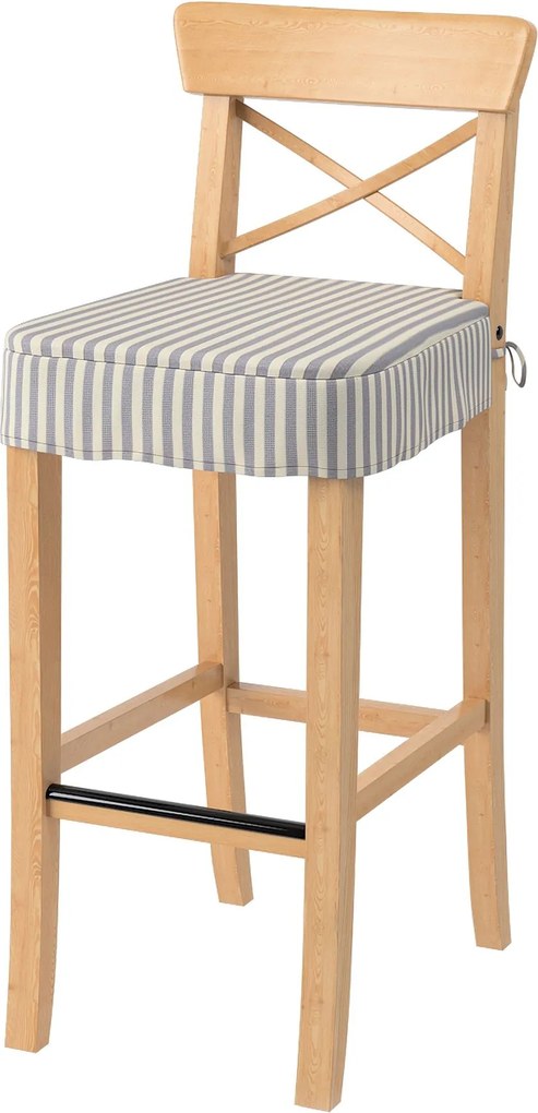 Sedák na židli IKEA Ingolf - barová barva tmavě modrá látka vzorované