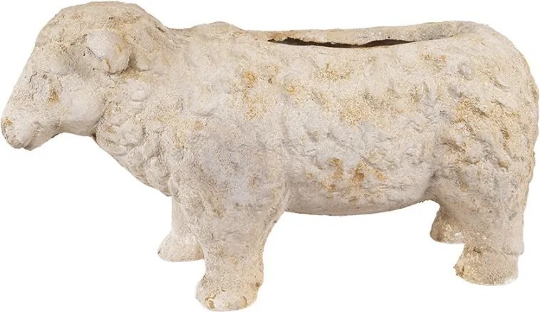 Béžový antik dekorační květináč ovečka Farm Brocante - 48*19*26 cm