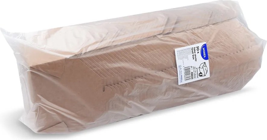 Wimex 48623 - nepromastitelný food box `M`, 1300 ml, 150 × 120 × 65 mm, kraft - 50 ks