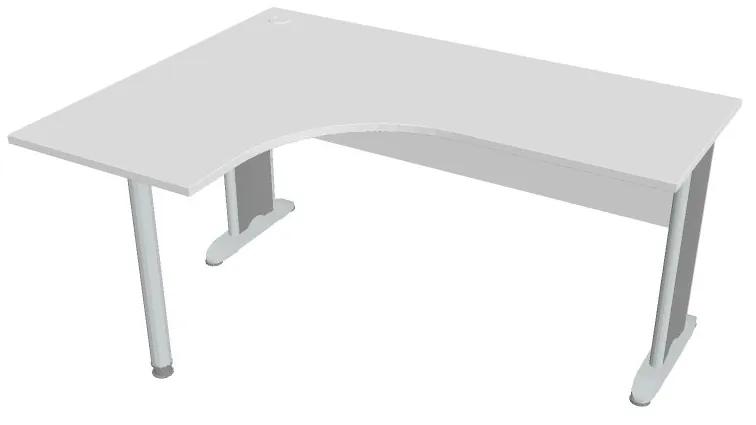 Stůl ergo oblouk pravý 160×120/60 cm - Hobis Cross CE 60 P Dekor stolové desky: bílá, Dekor lamino podnože: bílá, Barva nohou: Stříbrná