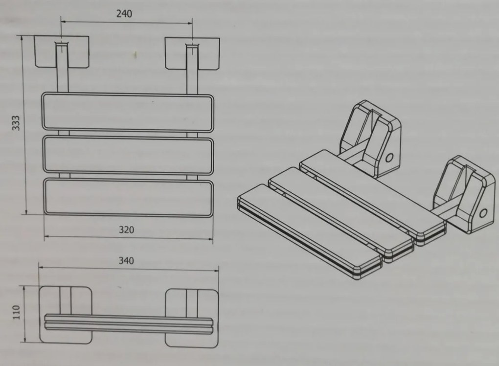 BISK Erga Handicap PRO, nástěnné sedátko do sprchy se sklápěním 320x328 mm, bílá, ERG-07623