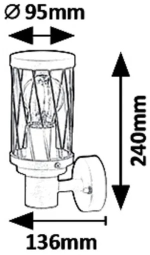 Rabalux 8888 - Venkovní nástěnné svítidlo BUDAPEST 1xE27/40W/230V IP44