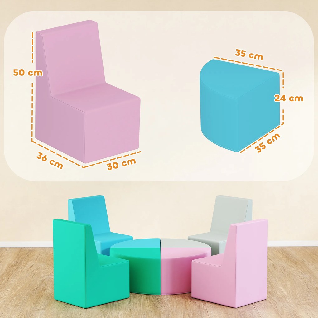 AIYAPLAY 8 TLG. Pěnové stavební bloky dětské měkké stavební bloky s designem stolu a židle lezecké stavební bloky z PU vícebarevné