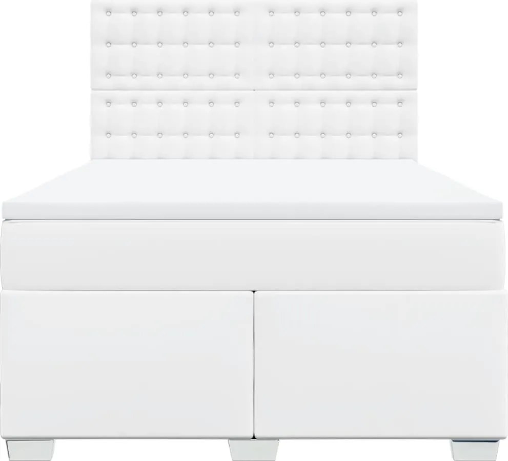 Box spring postel s matrací bílá 160x200 cm umělá kůže 3293029