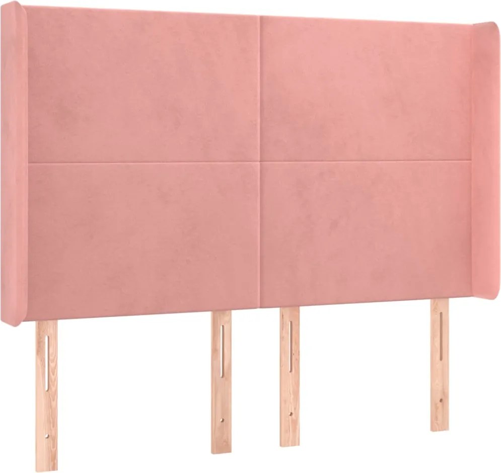 Box spring postel s matrací a LED růžová 140x190 cm samet 3139444