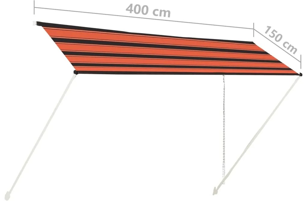 vidaXL Marketos Zatahovací markýza 400 x 150 cm oranžovo-hnědá