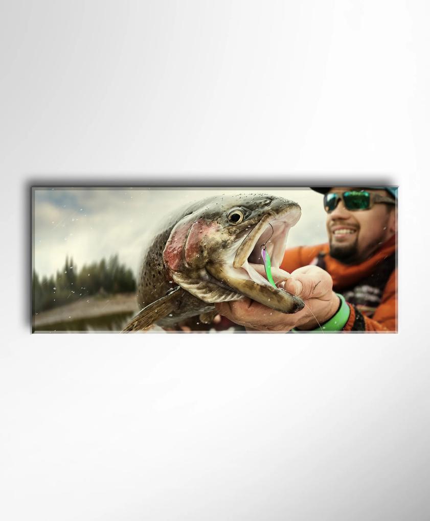 Malvis ® Obraz Rybář s krásným duhákem ROZMĚR (šířka x výška): pětidílný obdélník 150x60 cm