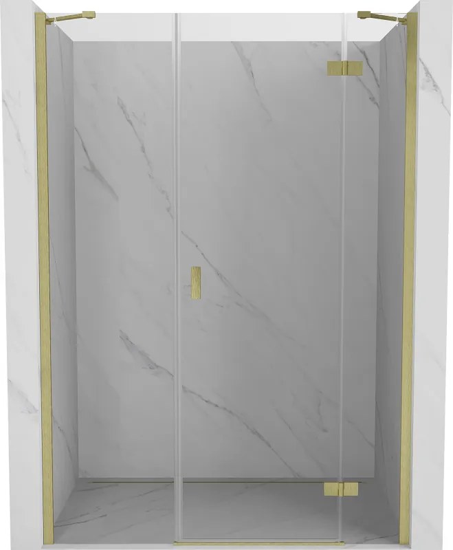 Mexen Mist-H, 1-křídlé sprchové dveře pravé 145 cm, čiré sklo, zlatý matný profil, 8A5-145-001-55-00-P