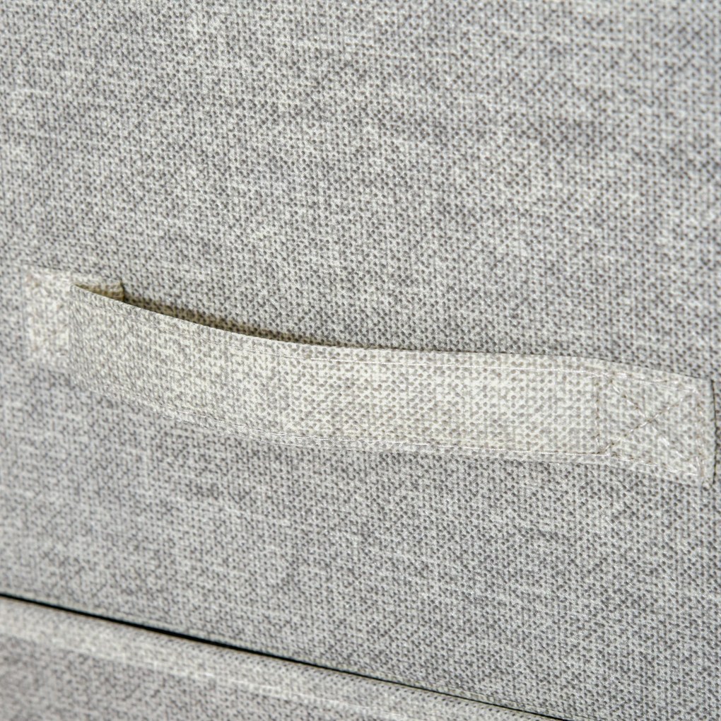 HOMCOM Moderní komoda se 3 látkovými zásuvkami, ocelový rám a dřevotříska, 45 x 30 x 71 cm, Šedá