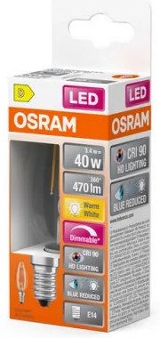 LED žárovka E14 OSRAM Filament 3,4W (40W) teplá bílá (2700K) stmívatelná svíčka