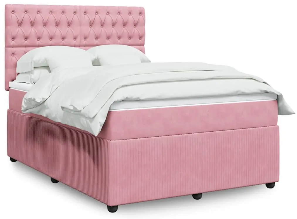 Box spring postel s matrací růžová 140x200 cm samet 3294669