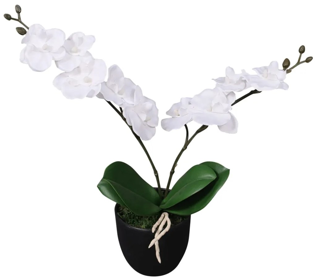 Umělá rostlina orchidej s květináčem 30 cm bílá 244420