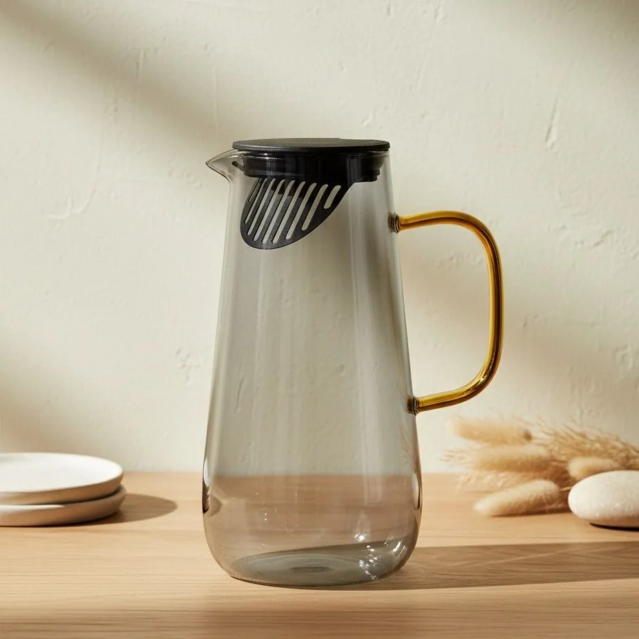 Skleněný džbán Semet 1,5 l šedý/zlatý