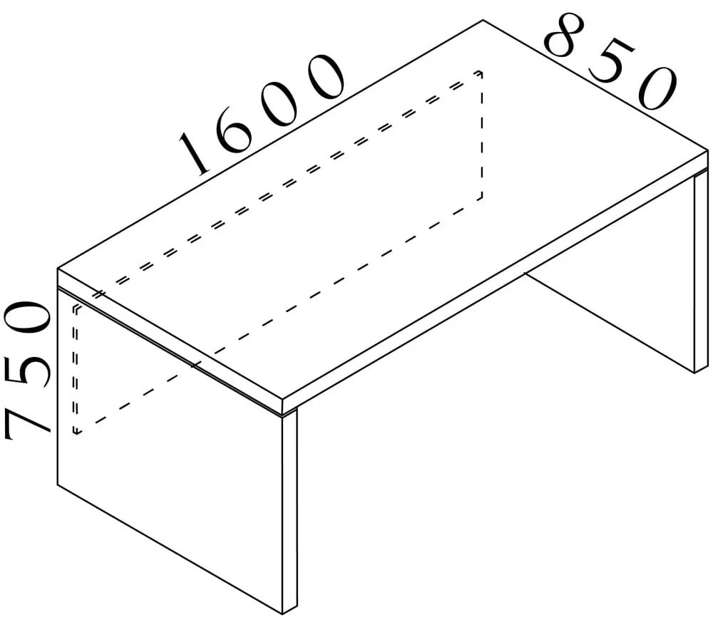 Stůl Lineart 160 x 85 cm, jilm tmavý