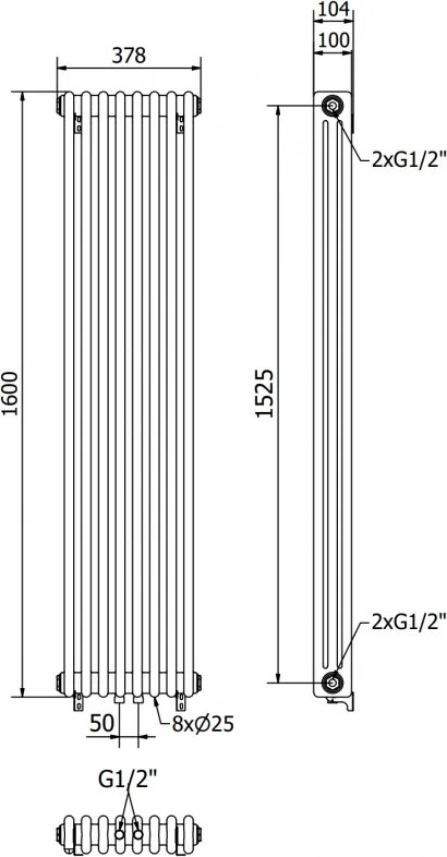 Mexen Denver, topné těleso 1600 x 378 mm, 1487 W, bílá, W215-1600-378-00-20