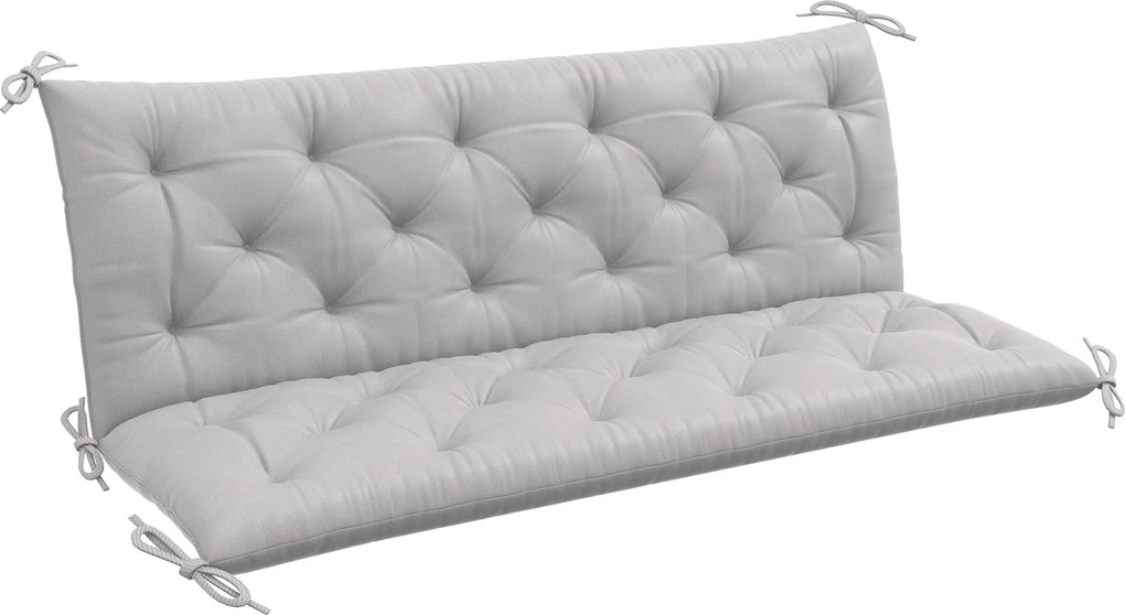 Outsunny Polštář na lavici pro 3 osoby 150x98x8 cm, Polštář s popruhy, Sedací polštář, Venkovní/ Vnitřní polštář na židli, Sedací podložka, Polštář na