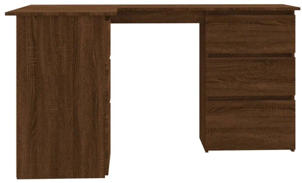 Rohový psací stůl hnědý dub 145 x 100 x 76 cm kompozitní dřevo