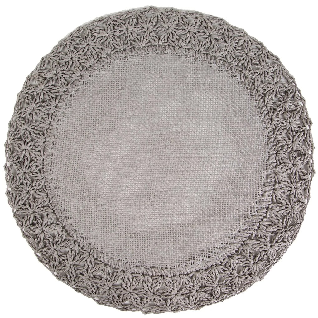 SADA 6KS PROSTÍRÁNÍ NA STŮL BOHO 11 (FI) 38 CM ŠEDÁ