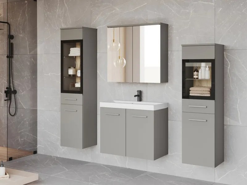 Koupelnový nábytek Apogon II, Barva: šedé palladium, Sifon k umyvadlu: ne, Osvětlení: bez osvětlení, Baterie: Economico BYU 020M