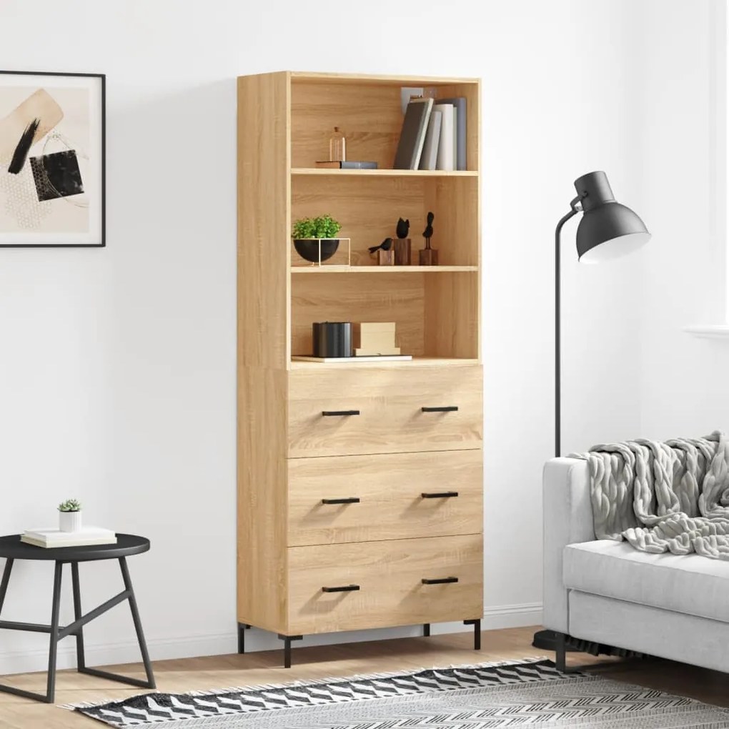 Skříň highboard dub sonoma 69,5 x 34 x 180 cm kompozitní dřevo