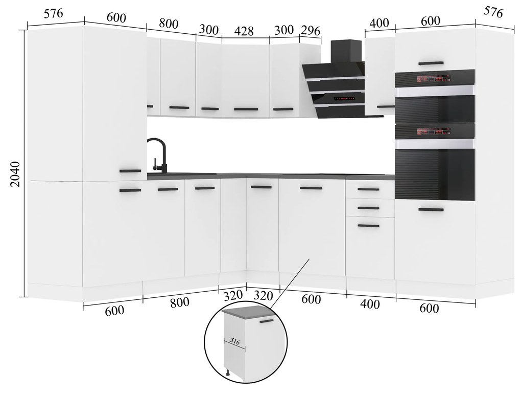 Kuchyňská linka Belini Premium Full Version 480 cm dub wotan s pracovní deskou STACY  TOR STACY/0/WT/DW/B/B1
