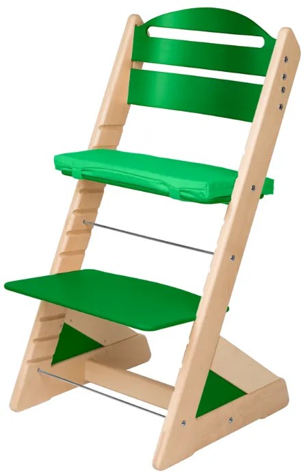 Jitro Dětská rostoucí židle Plus PŘÍRODNÍ VÍCEBAREVNÁ Sv.zelená + sv.zelený p.