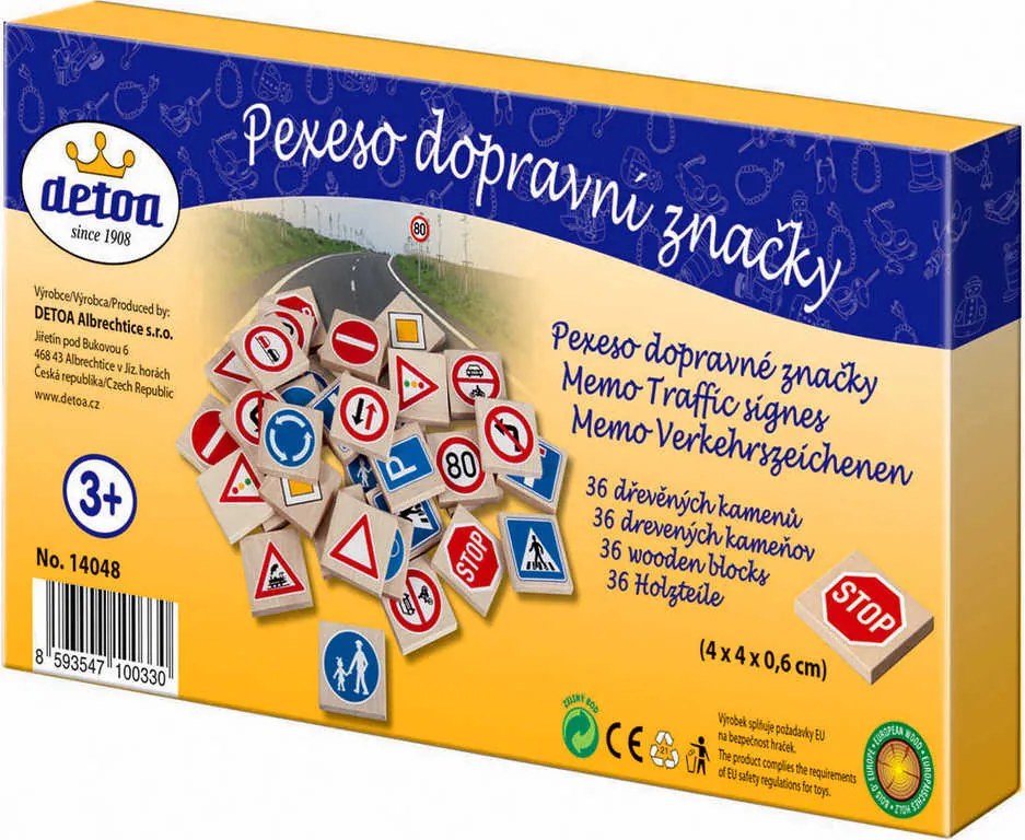 DETOA DŘEVO Pexeso dopravní značky 36 dílků *DŘEVĚNÉ HRAČKY* dt14048