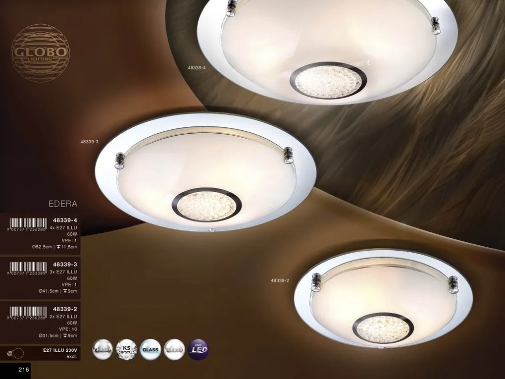 GLOBO Designové křišťálové stropní svítidlo EDERA 48339-3
