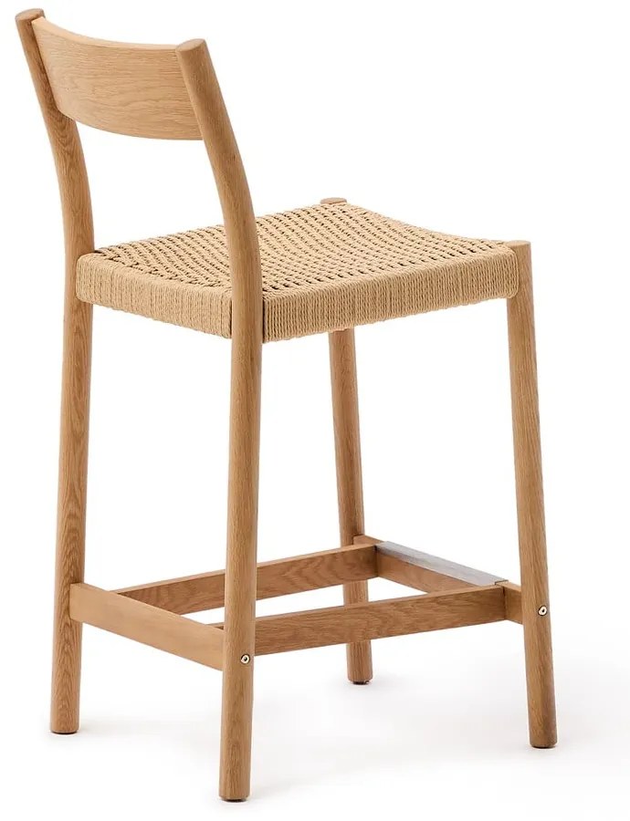 Barová židle z dubového dřeva v přírodní barvě (výška sedáku 65 cm) Yalia – Kave Home