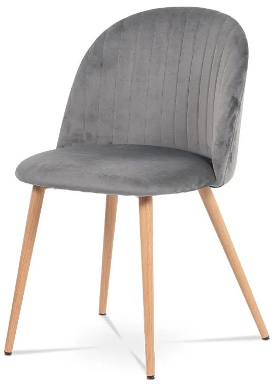 Autronic Jídelní židle - šedá sametová látka, kovová podnož, 3D dekor buk CT-381 GREY4