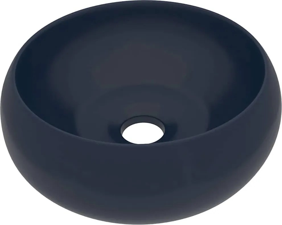 Luxusní umyvadlo kulaté matné tmavě modré 40 x 15 cm keramické 147001