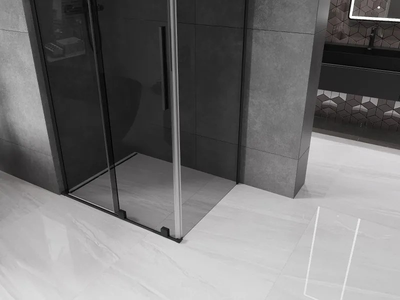 Mexen Velar L, sprchový kout s posuvnými dveřmi 110 x 90 cm, 8mm šedé sklo, černá matná, 871-110-090-43-70