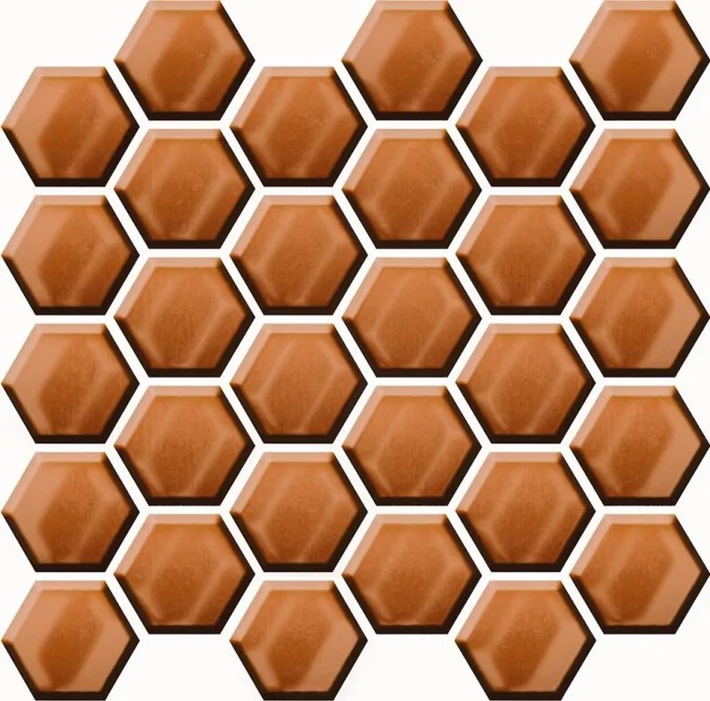 Ceramika Bianca Dekor Cesaria Copper Glass Hexagon Glossy Mosaic 25x25,8 - 164602