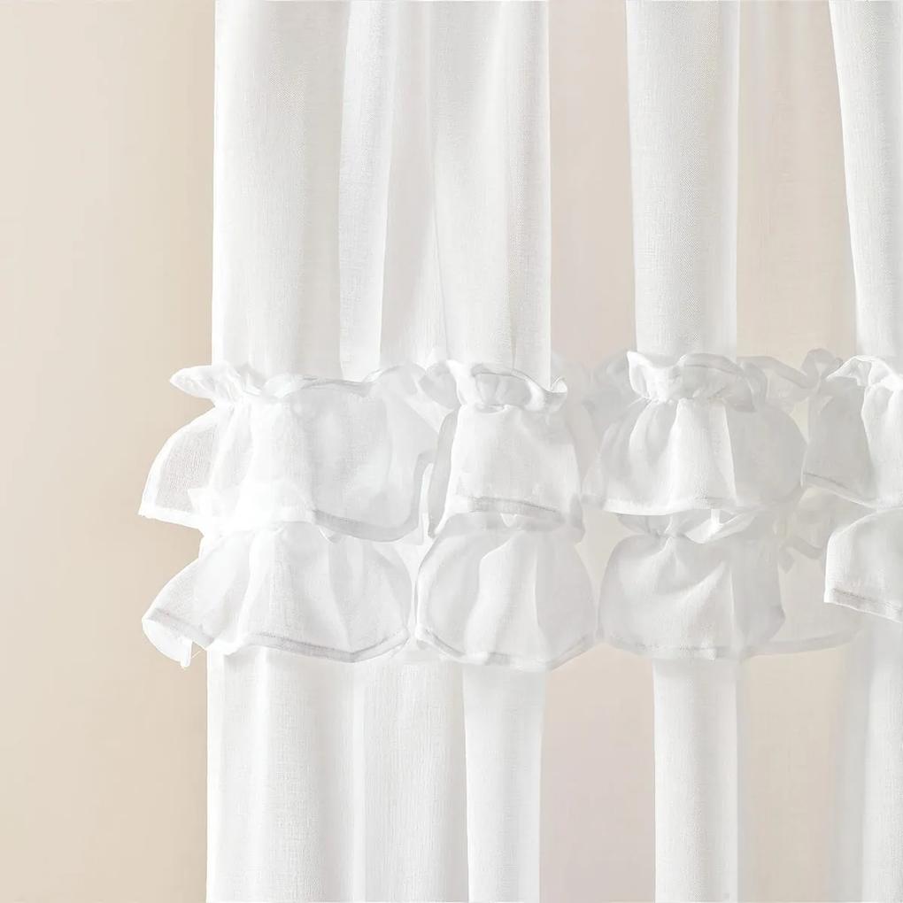 Room99 Záclona na kroužcích Frilla s volánky Jednobarevná Barva: Bílá, Velikost: 140 x 260 cm