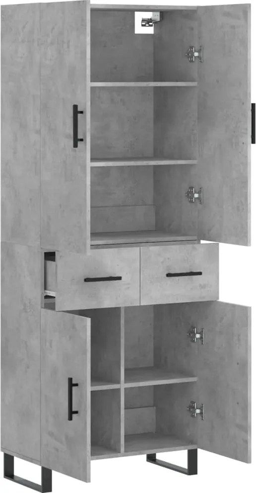 Skříň highboard betonově šedá 69,5x34x180 cm kompozitní dřevo 3198173