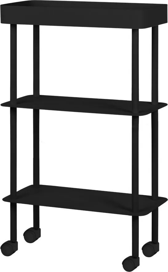 Černý kovový pojízdný regál 60x97x30 cm Nolle – noo.ma