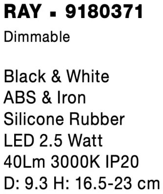 LED stojací lampa Ray 9.3 černé