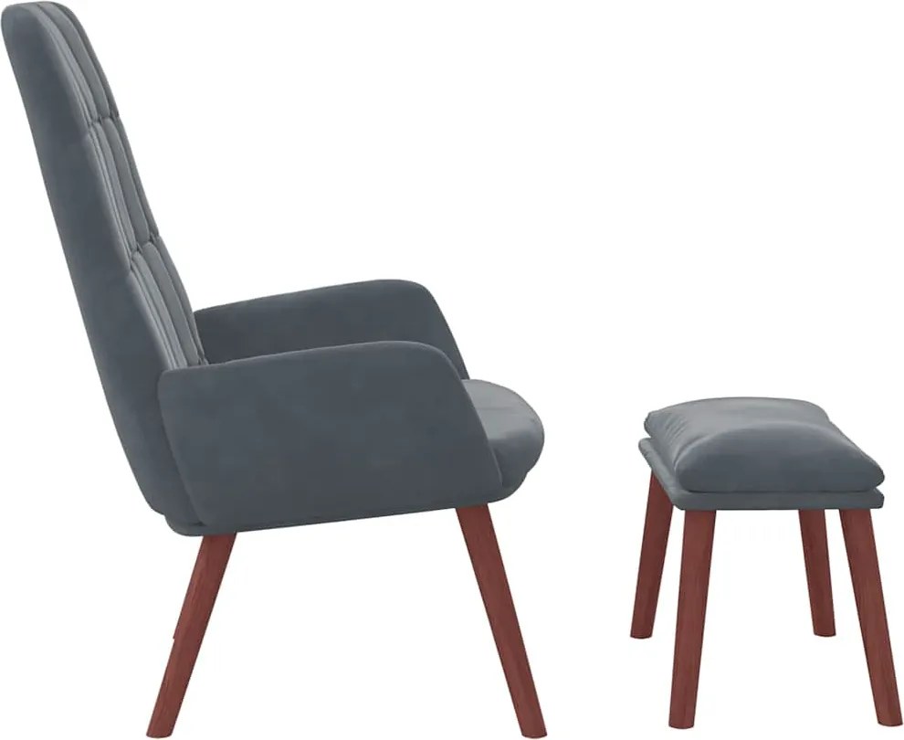 Relaxační křeslo s podnožkou tmavě šedé samet 3315139