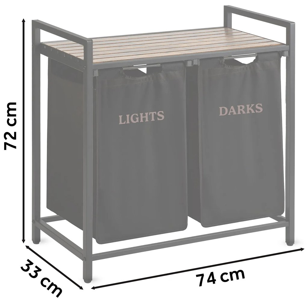 Dvoukomorový prádlený koš na rámu 80 l Massido s moderním designem