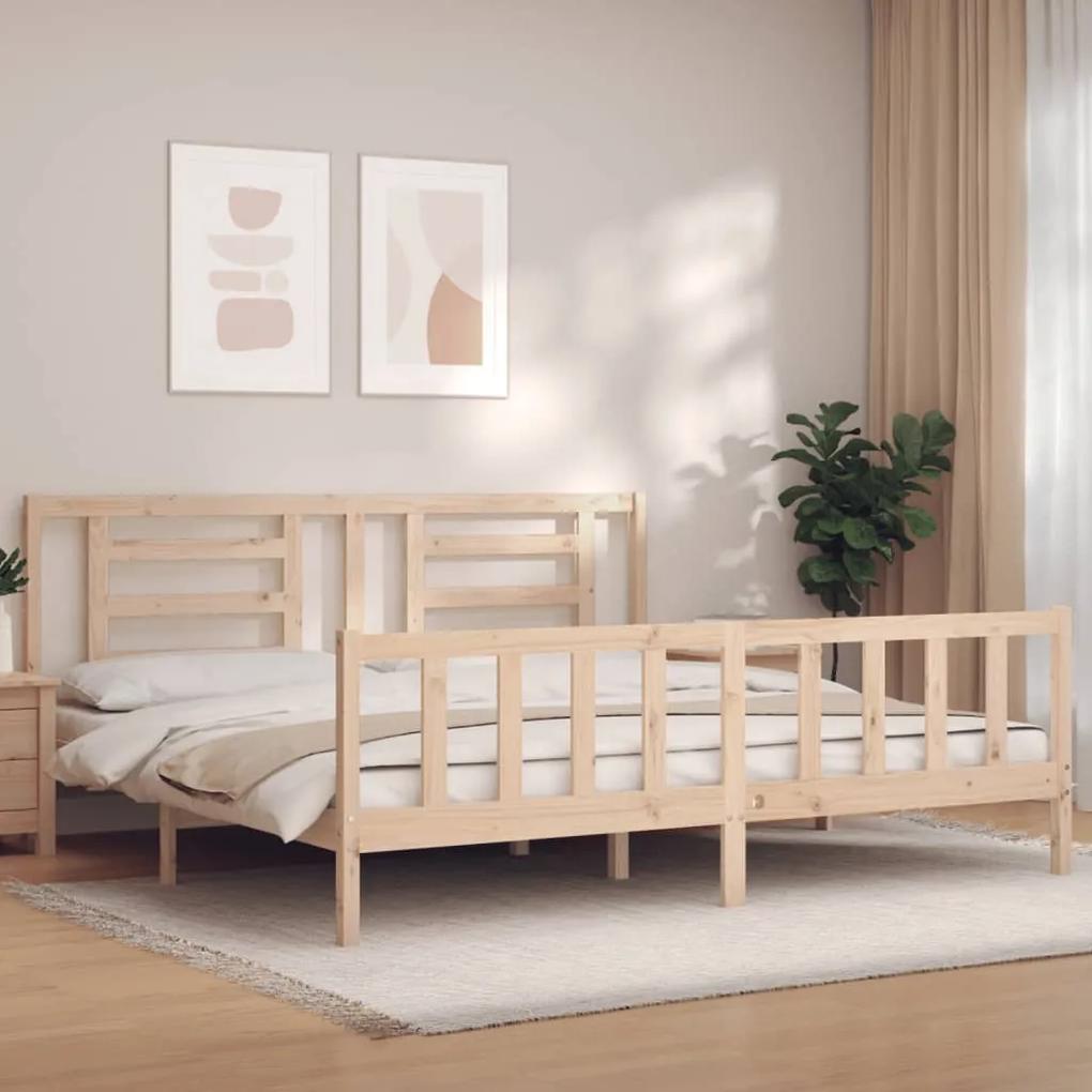 Rám postele s čelem 200 x 200 cm masivní dřevo,  3192901