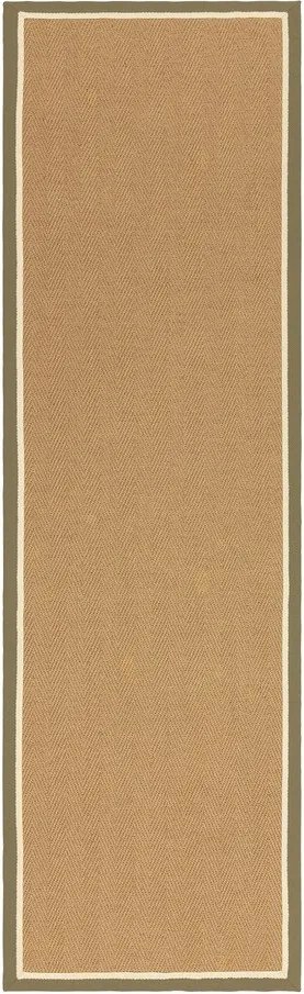 Khaki/v přírodní barvě oboustranný/ručně tkaný jutový běhoun 68x240 cm Bordo Herringbone Khaki – Asiatic Carpets