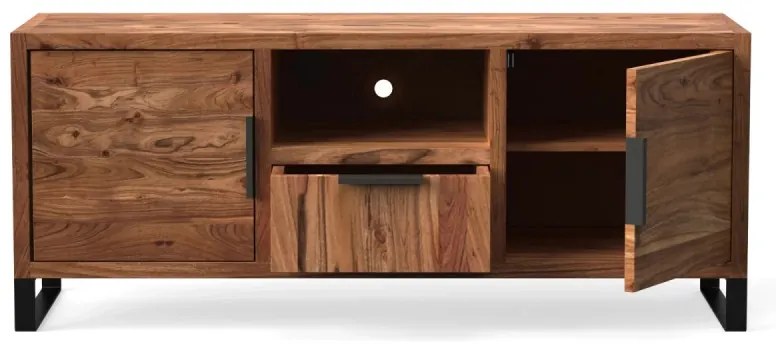 furniture-nabytek.cz - Masivní TV stolek Sidora z akácie, lakovaný, hnědý – 134×45×55 cm