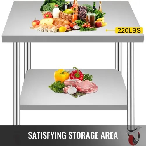 Gastronomický pracovní stůl z nerezové oceli 30 × 91,4 cm