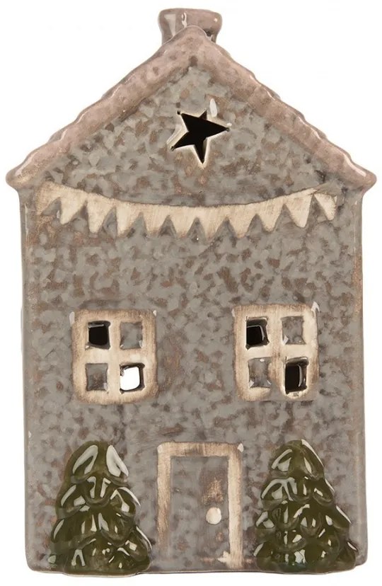 Modrý keramický domek na čajovou svíčku Lamont - 10*8*15 cm