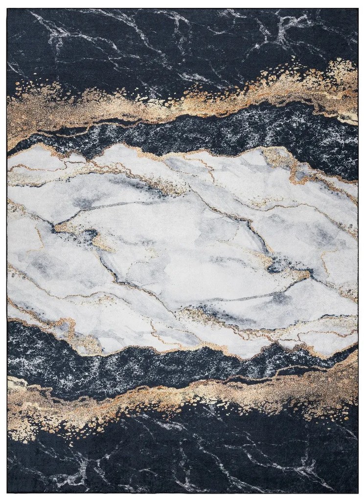 Dywany Łuszczów, Kusový koberec ANDRE Marble 1124, 120x170, černobílá, chodba / předsíň