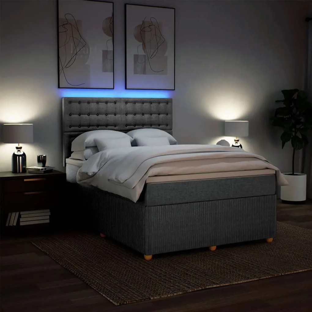 Box spring postel s matrací světle šedá 160 x 200 cm textil 3294421
