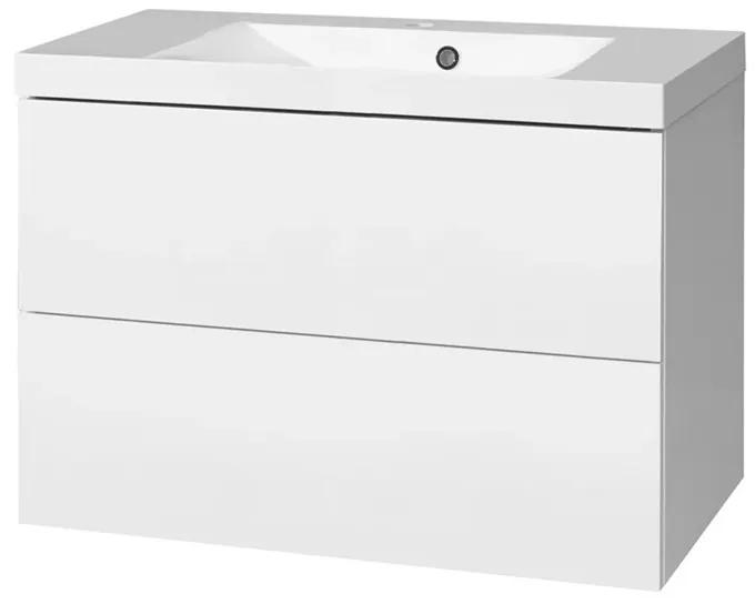 Mereo Aira, koupelnová skříňka s umyvadlem z litého mramoru 81 cm, bílá CN711M