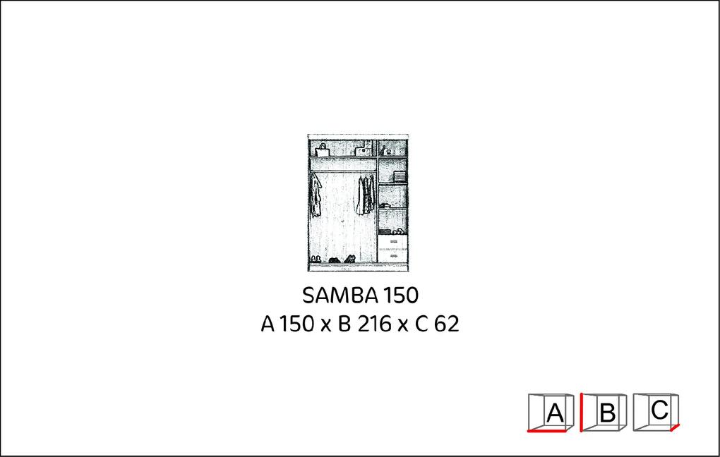 Arkos meble Skříň Samba 150 Barva: Bílá/Bílý lak