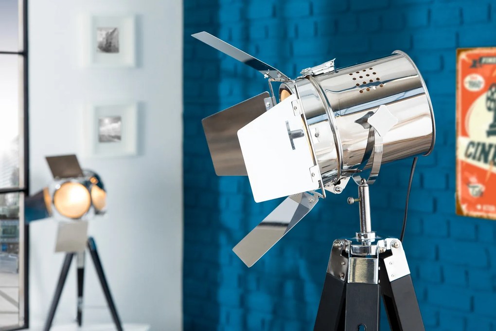 Bighome - Stojací lampa HOLLY, 145cm – černá, stříbrná